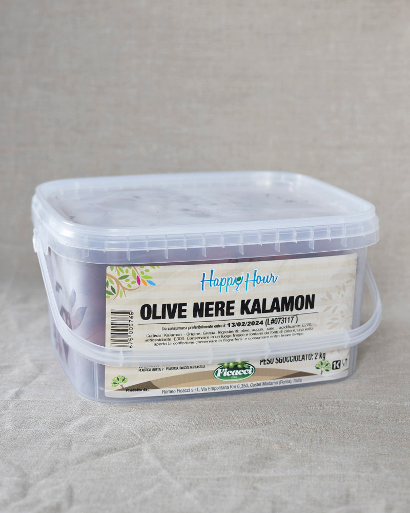 Sorte Oliven Kalamata med sten 2kg – osteborsen.b2b